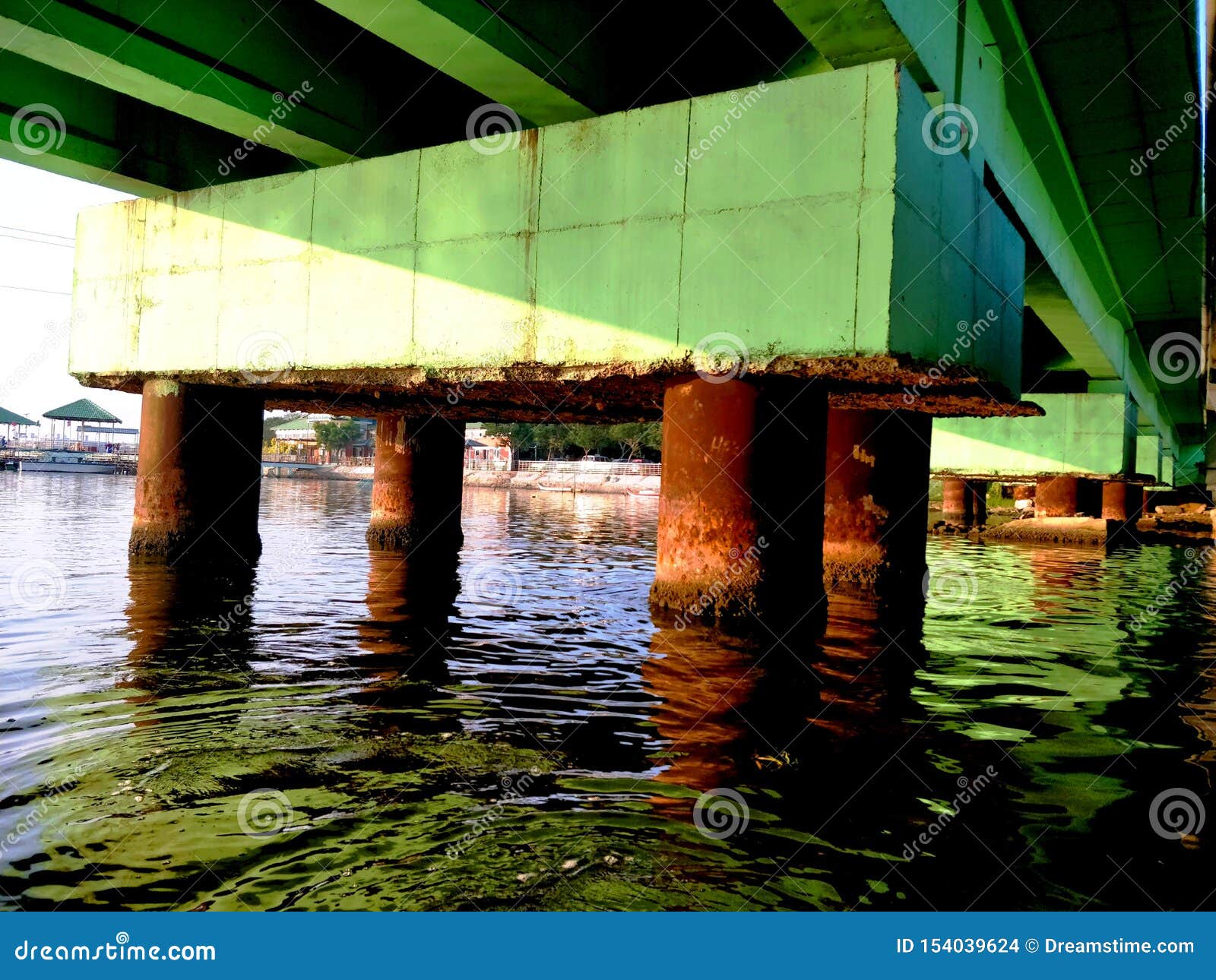 Pillar of an Over Bridge from Lower Angle with Reflection of Running ...