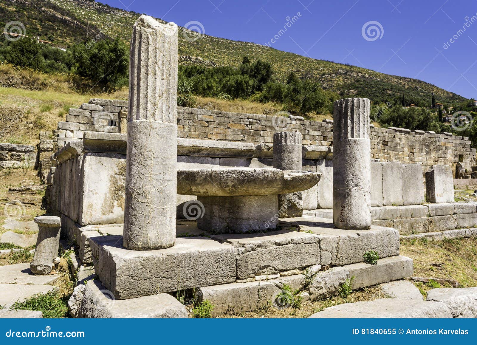 Pillar Ruins at Ancient Messini, Messinia, Peloponnese, Greece Stock ...
