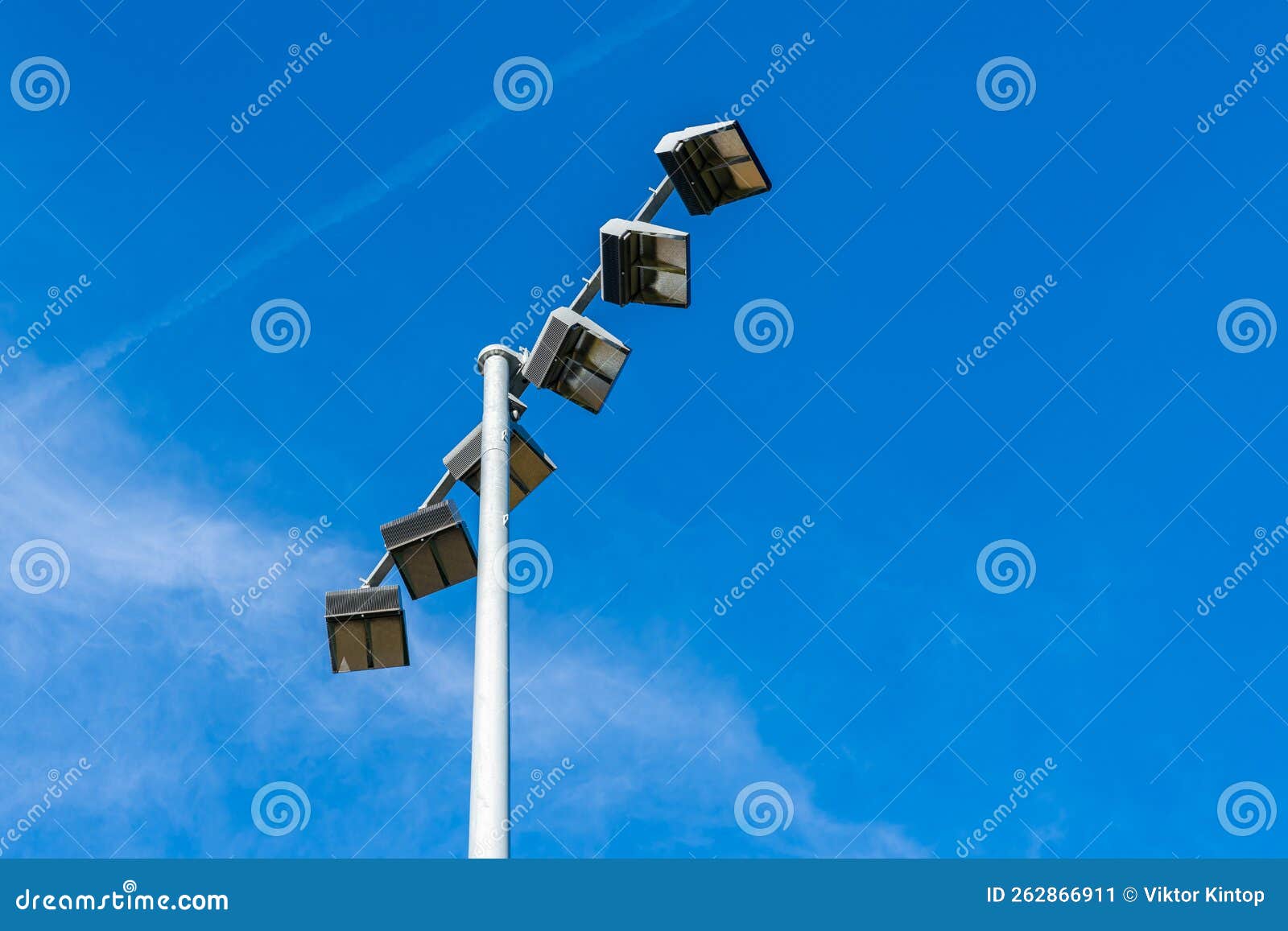 A Pillar with Spotlights Above the Stadium Stock Image - Image of ...