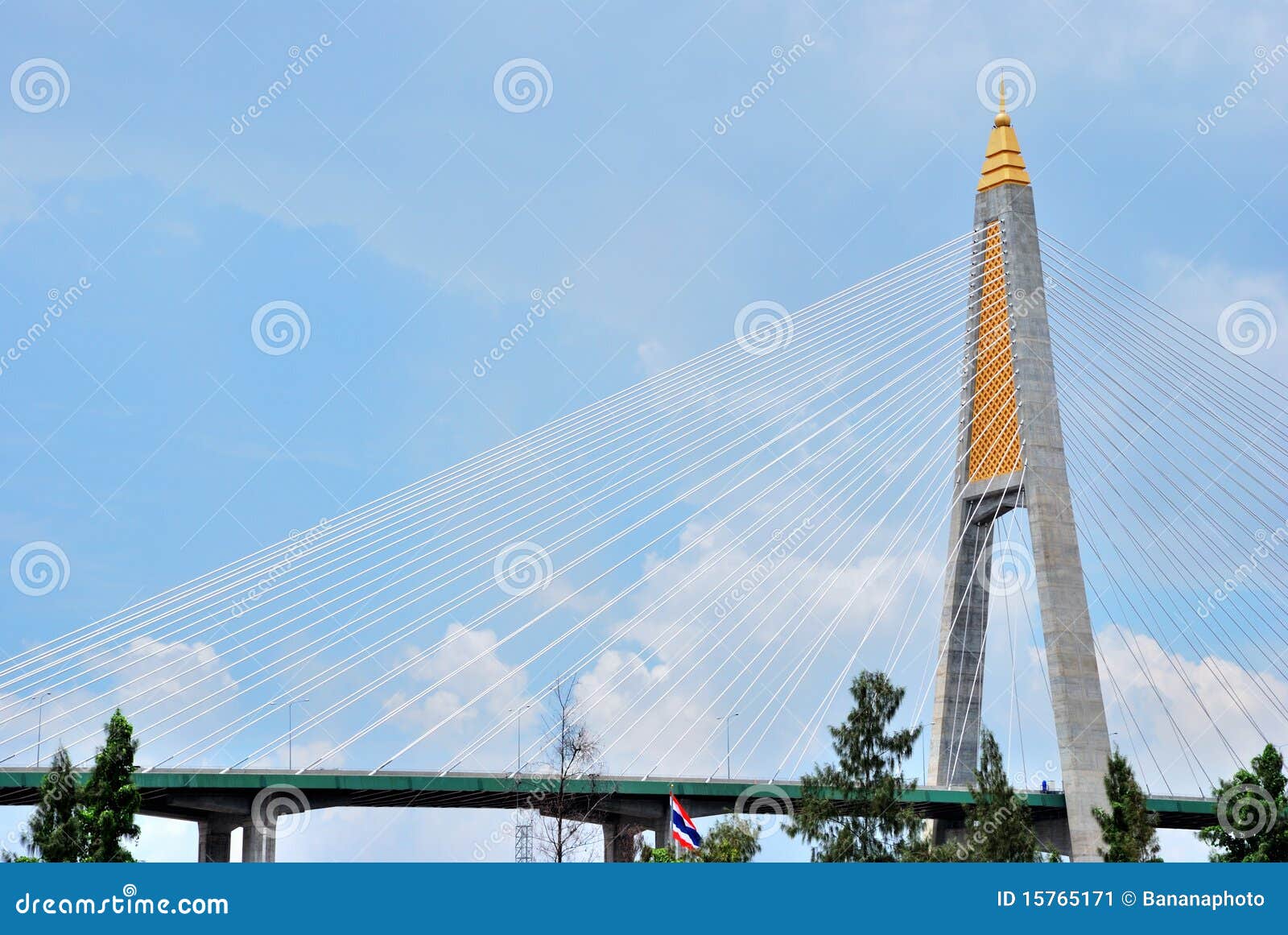The Pillar of the Suspension Bridge Stock Image - Image of arch, cable ...
