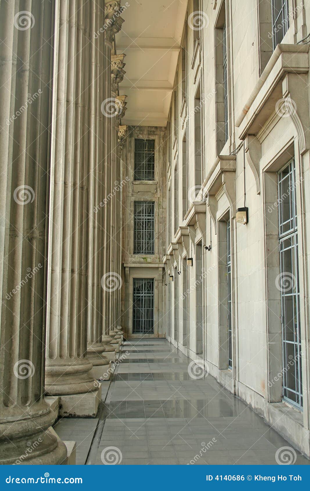 Pillar Walk Way in a Justice Court Stock Photo - Image of goth ...