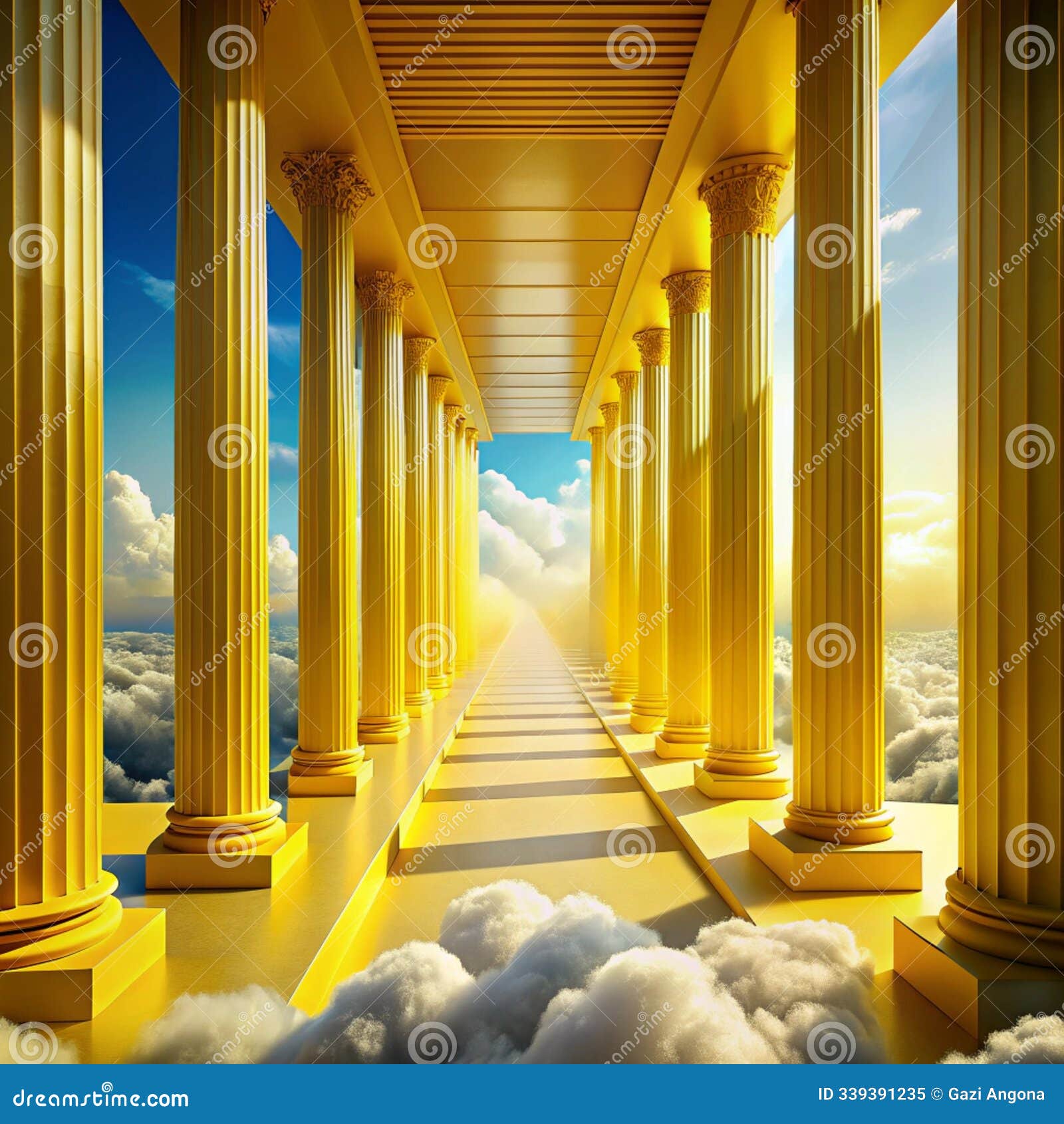 Pillar Wall Background with White Clouds Flying Out the Tunnel ...