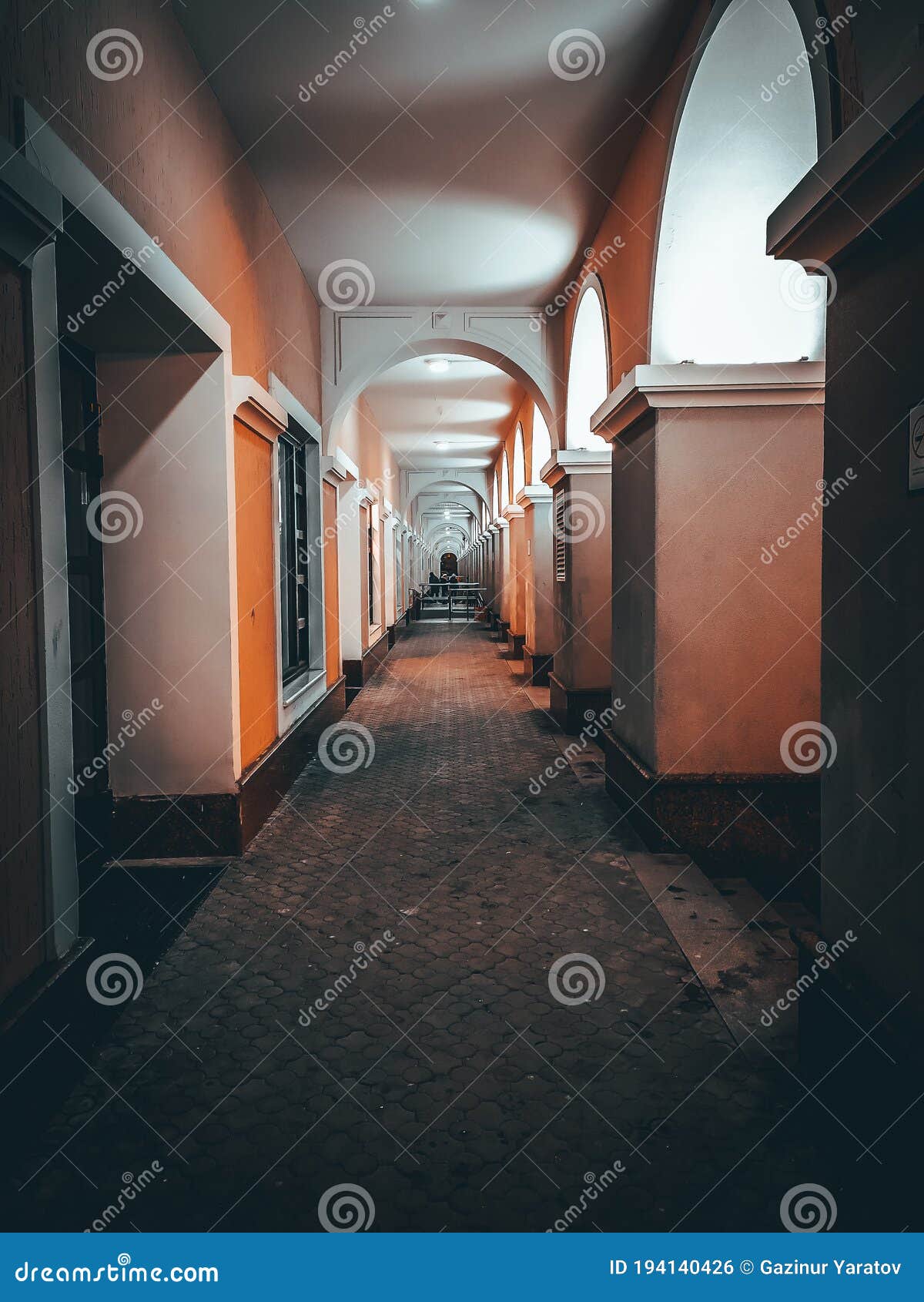 Pillared corridor stock photo. Image of visual, photograph - 194140426