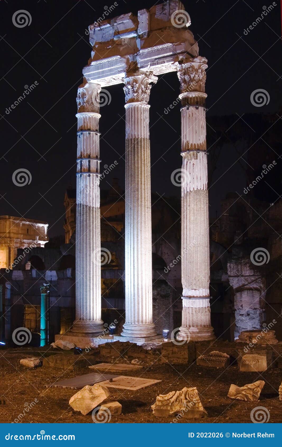 Pillars stock photo. Image of ruins, night, lights, roman - 2022026