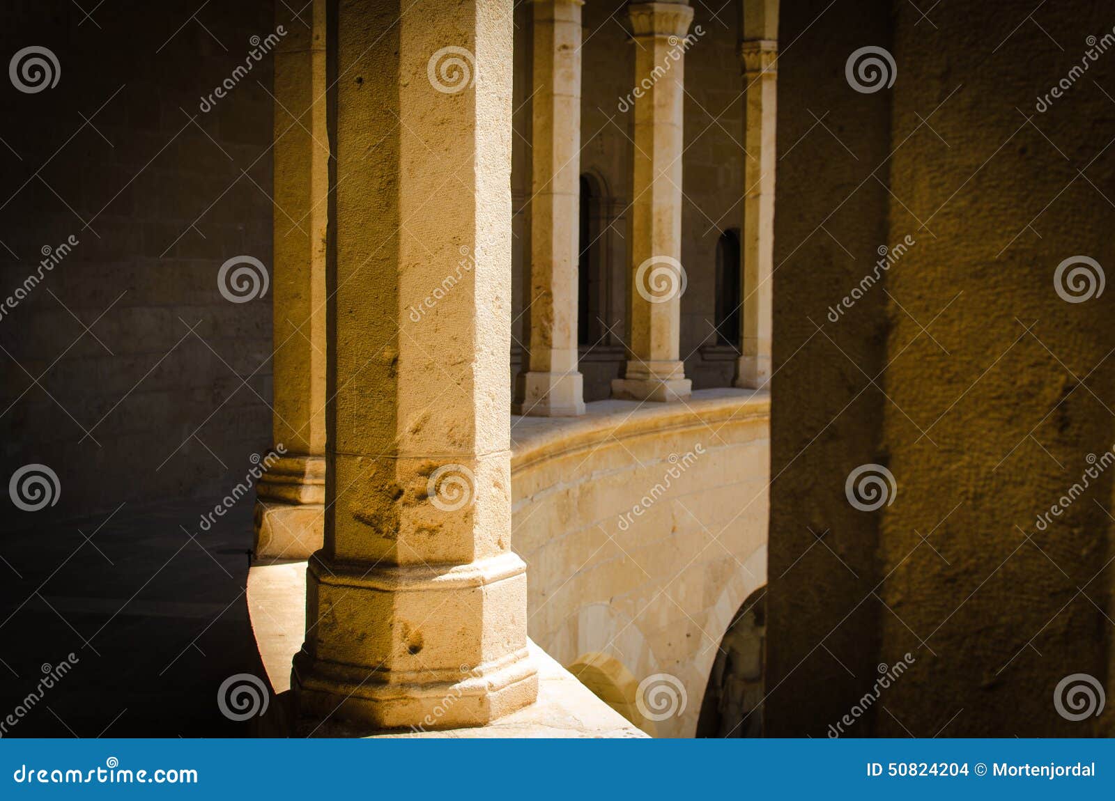 Pillars in Bellver Castle stock photo. Image of historic - 50824204