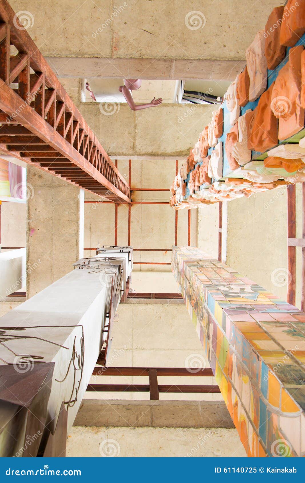 The Pillars of the Building Cool. Stock Image - Image of style ...