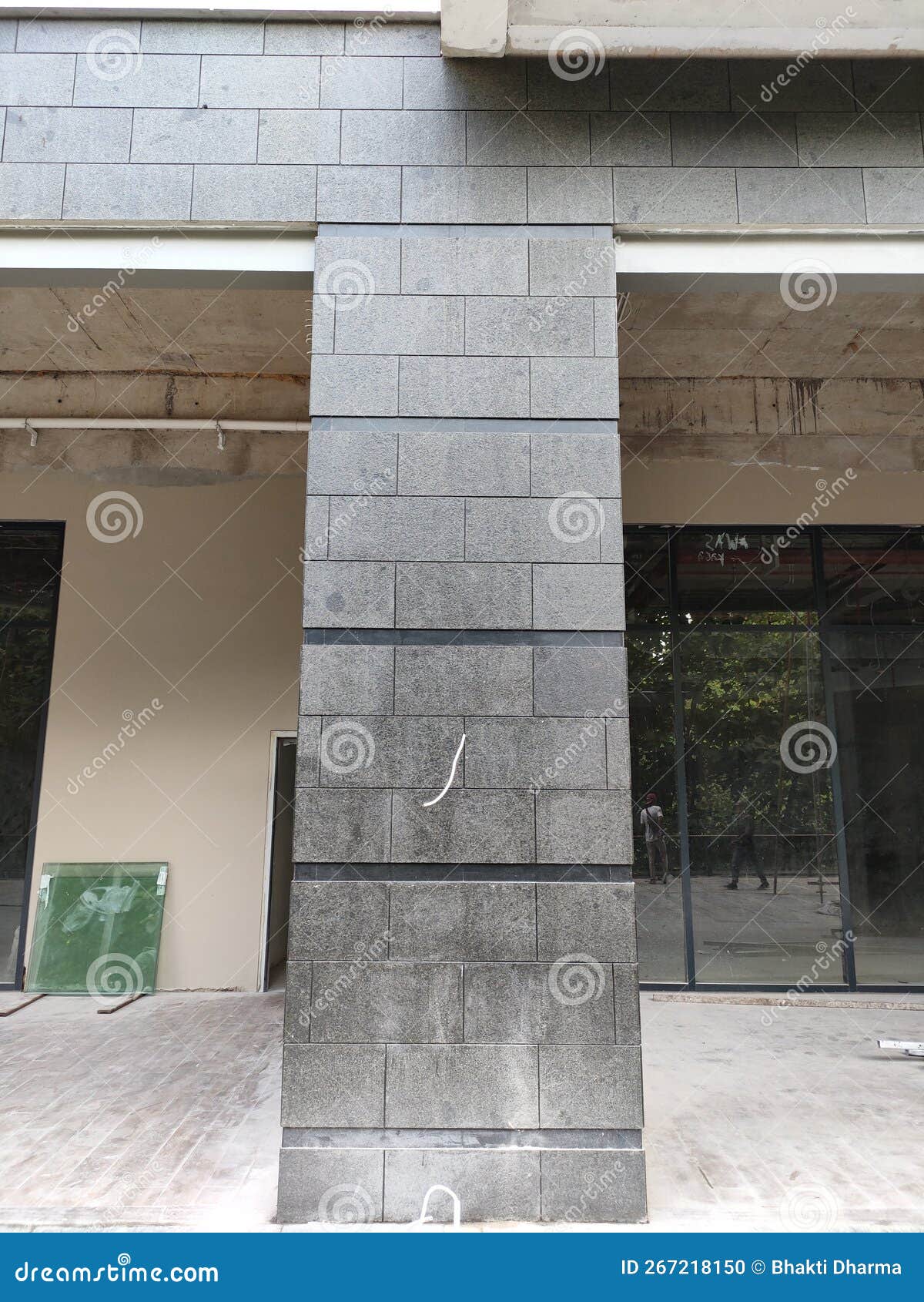 Building Pillars with Stone Tile Finishing. Stock Photo - Image of ...
