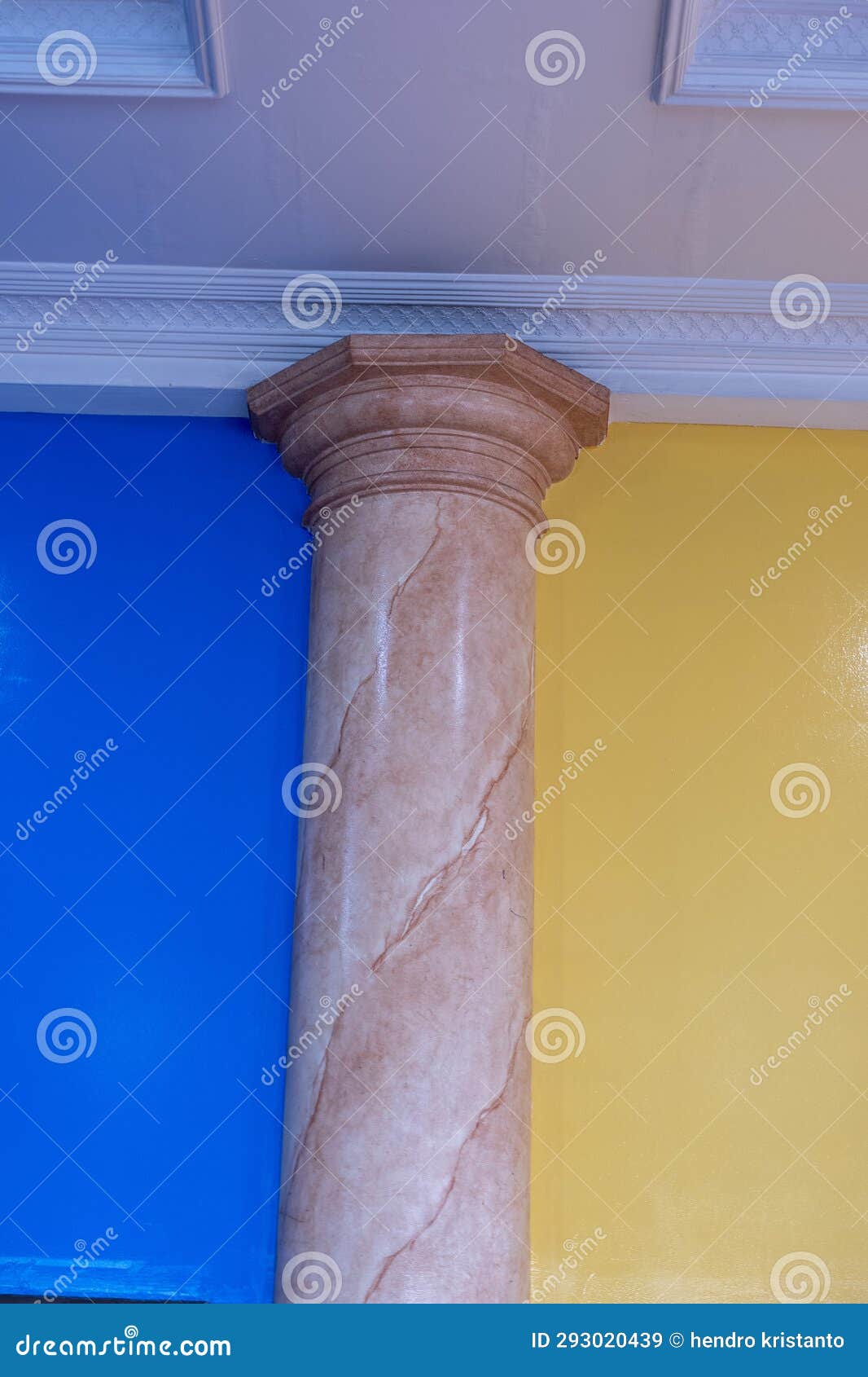 Pillars of a Building with Walls on Different Colored Sides Stock Image ...