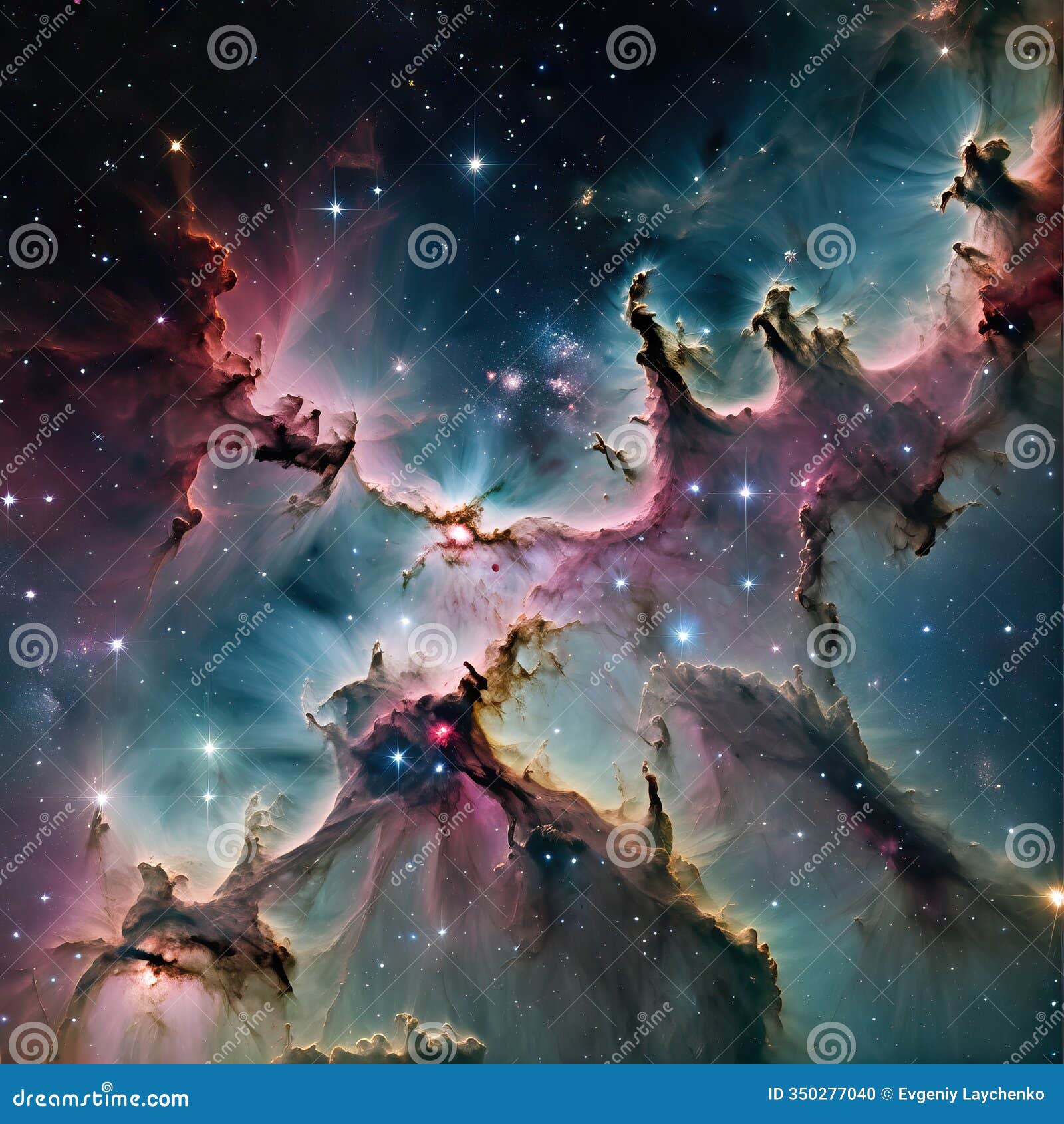 Colorful Nebula and Interstellar Dust Clouds Creating Majestic Space ...