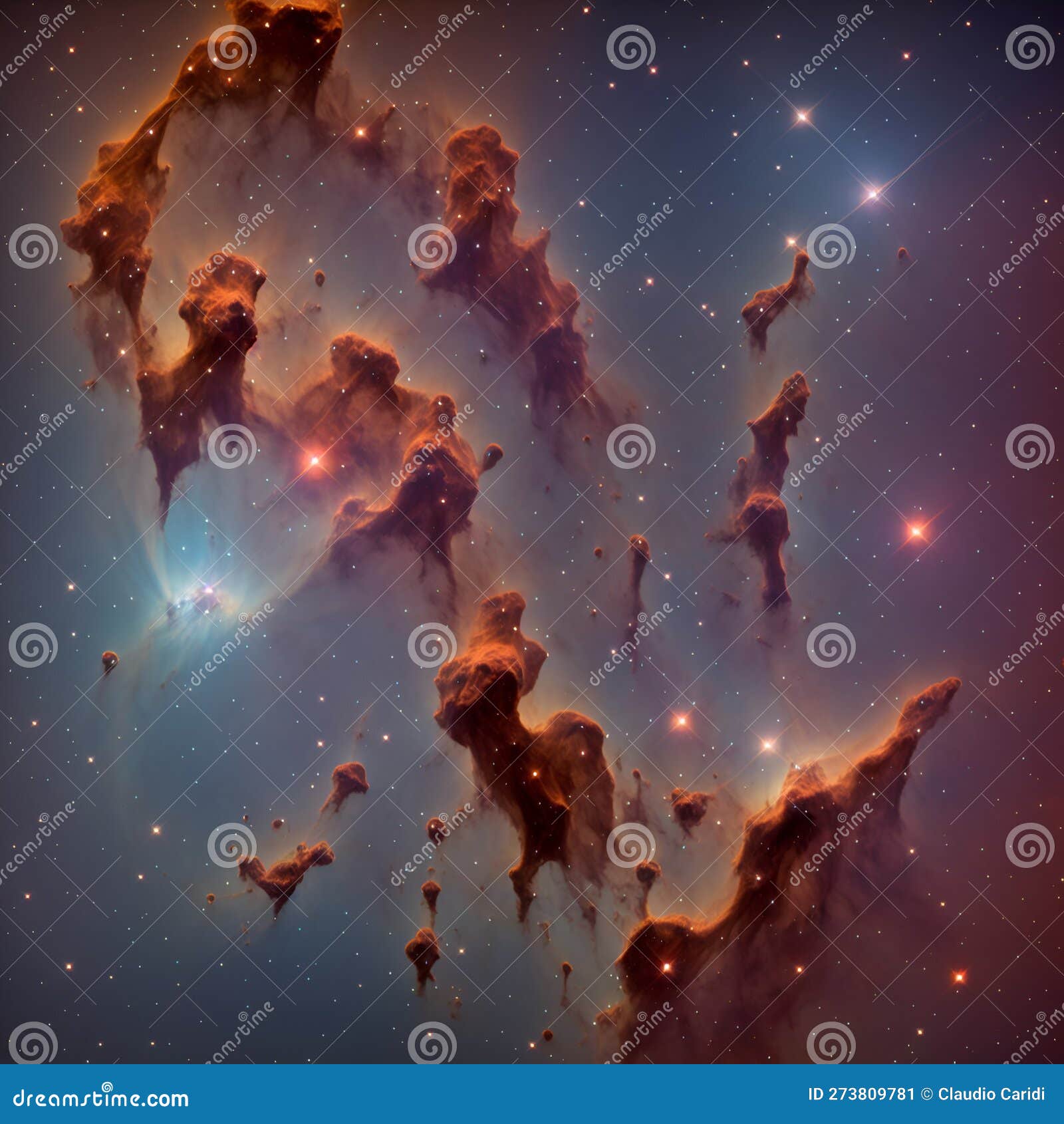 Pillars of Creation Inside a Nebula. Generative Artificial Intelligence ...