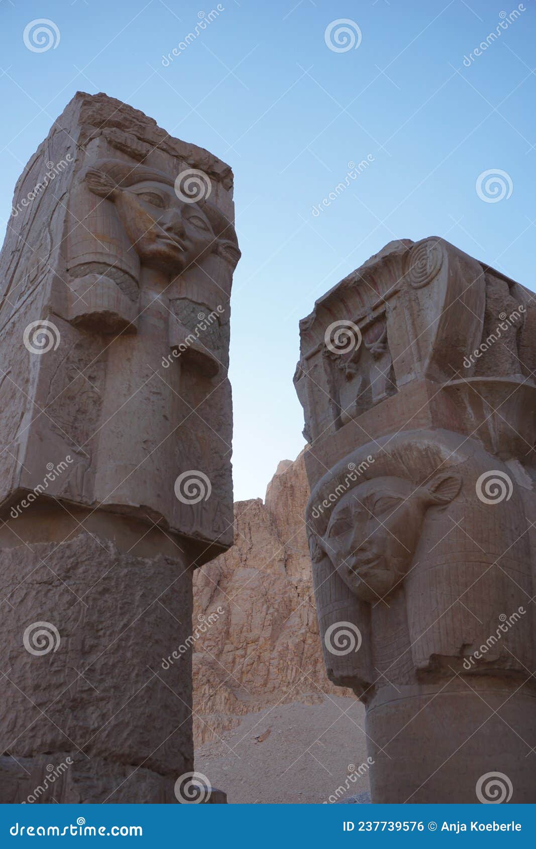 Pillars with the Head of Hatshepsut at the Mortuary Temple in Luxor ...