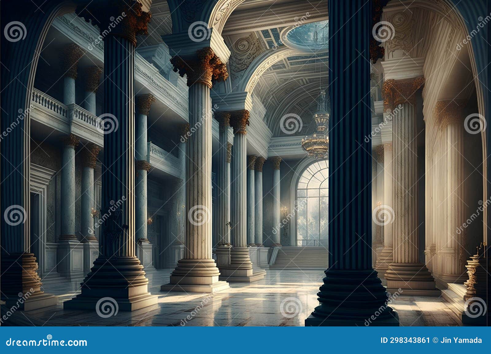 Pillars in the Interior of a Theater. 3d Render Stock Illustration ...