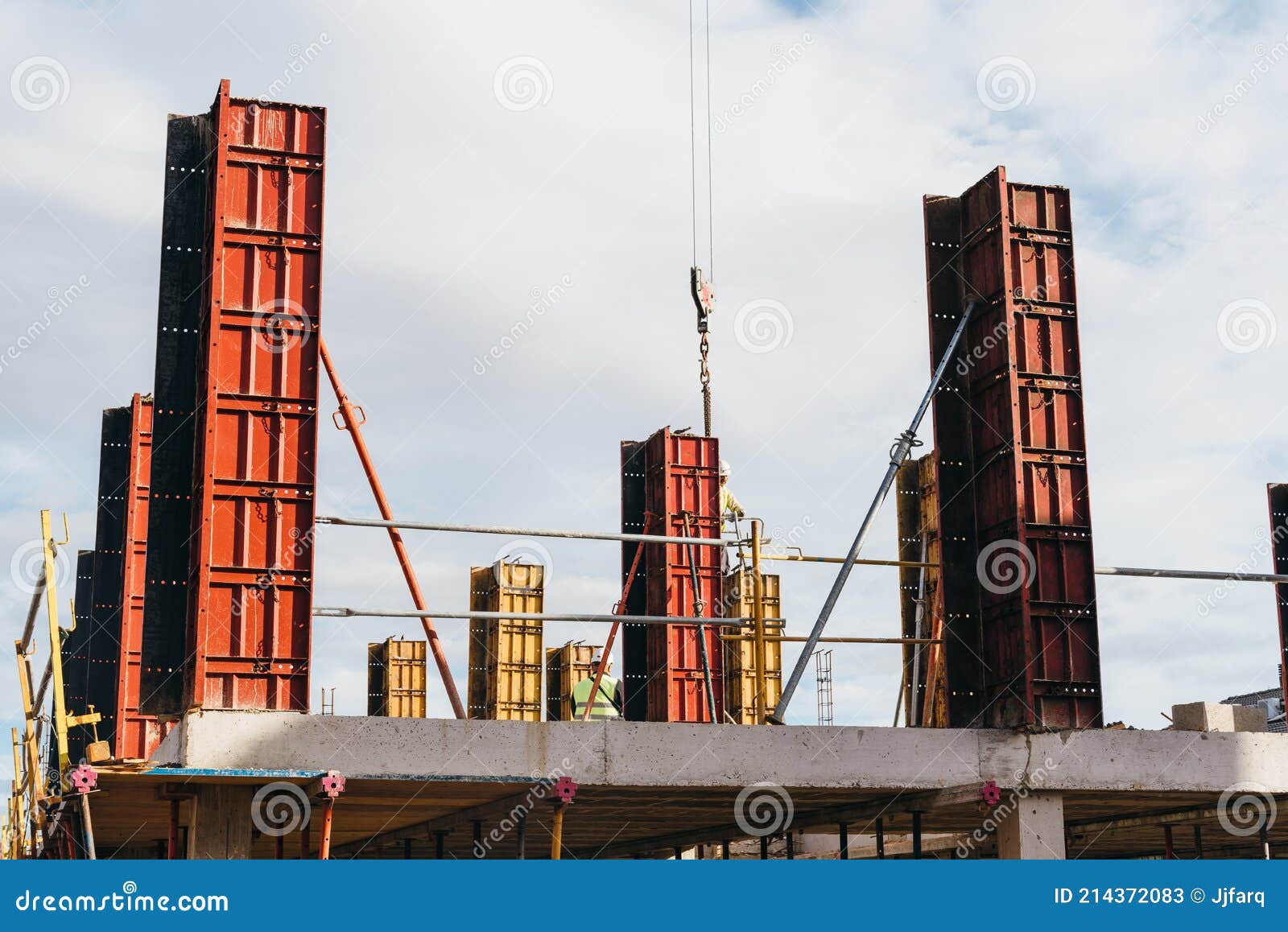 Formwork Pillars Ready for Concrete Pouring in Construction Site Stock ...