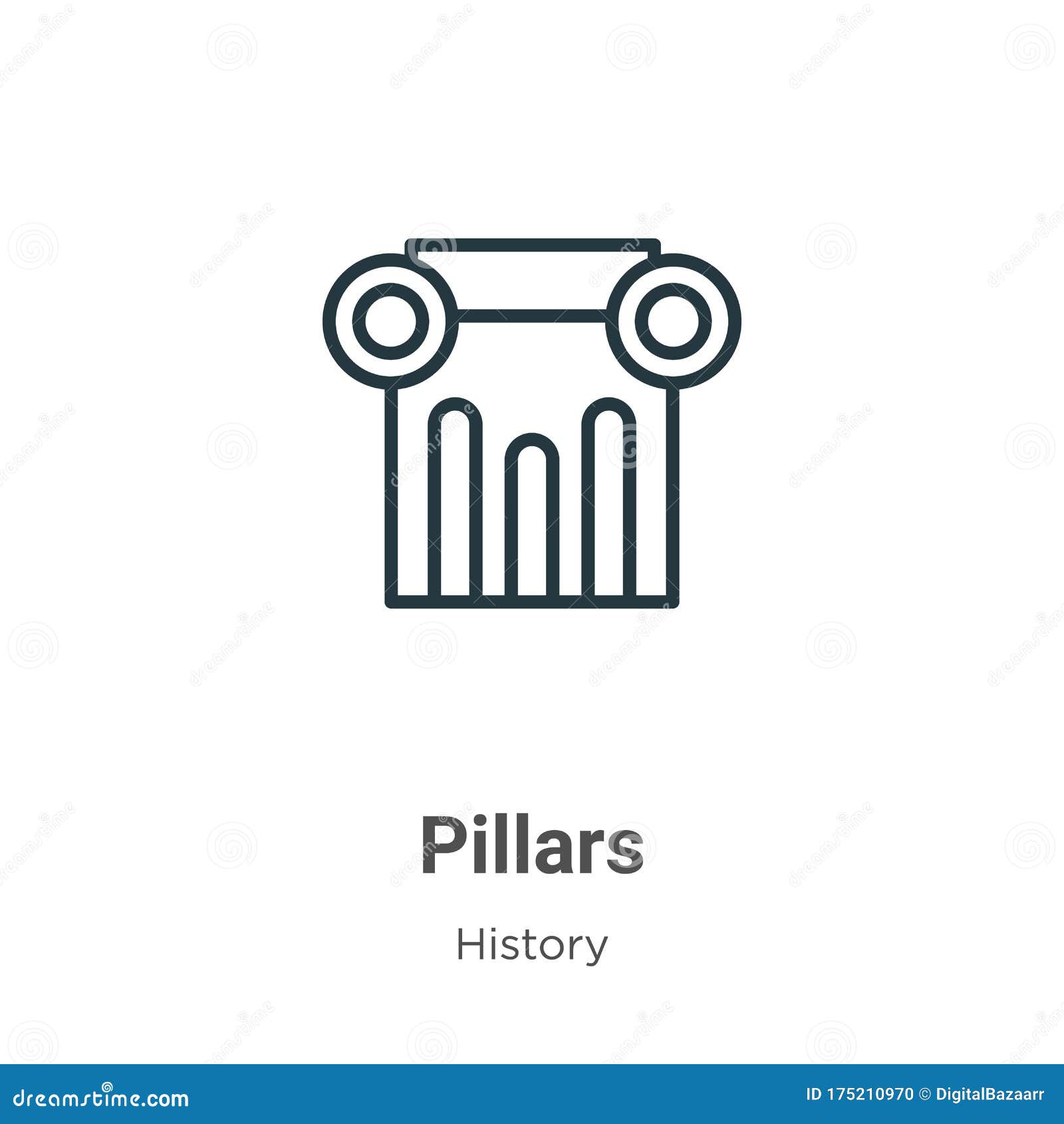 Pillars Outline Vector Icon. Thin Line Black Pillars Icon, Flat Vector ...