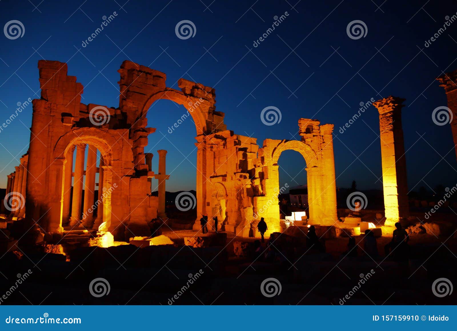 Pillars of Palmyra at Night Stock Photo - Image of panorama, ancient ...