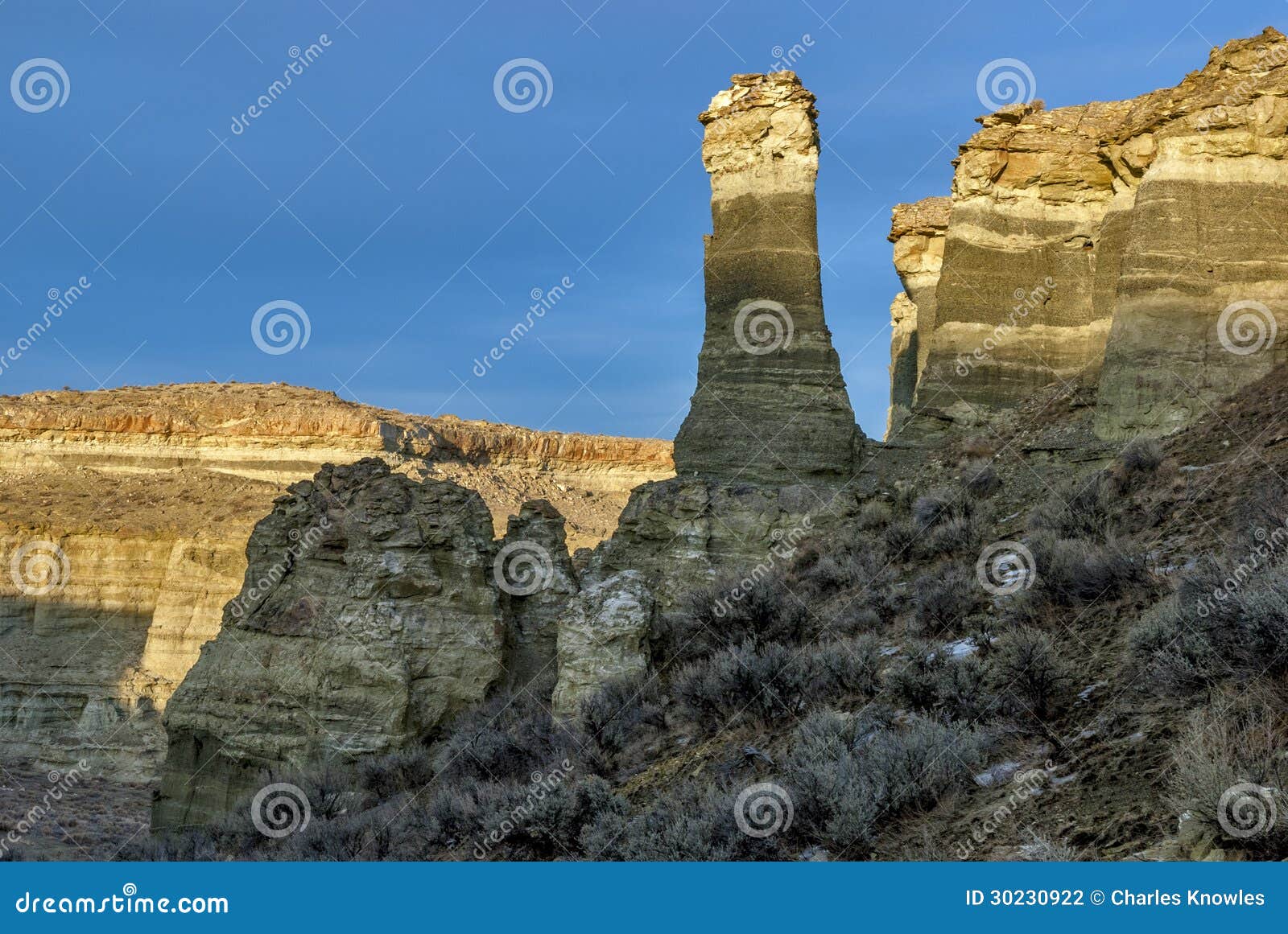Pillar of Rock in Eastern Oregon Stock Photo - Image of clouds, rome ...