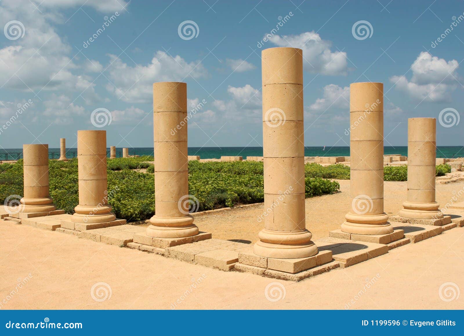 Pillars on the sea shore stock photo. Image of greek, column - 1199596