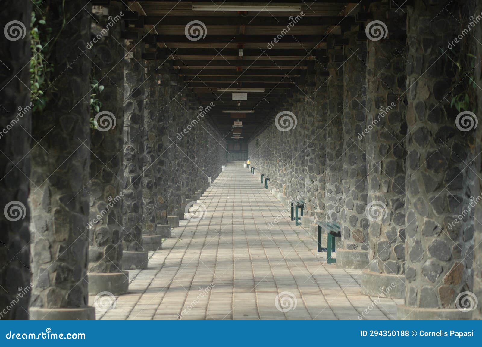 Pillars on the Path Way Outside Building Stock Photo - Image of wood ...