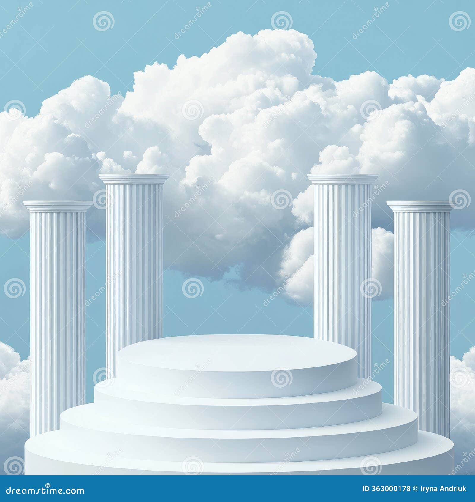 Pillars In The Sky With Clouds. 3d Vector Illustration. | CartoonDealer ...