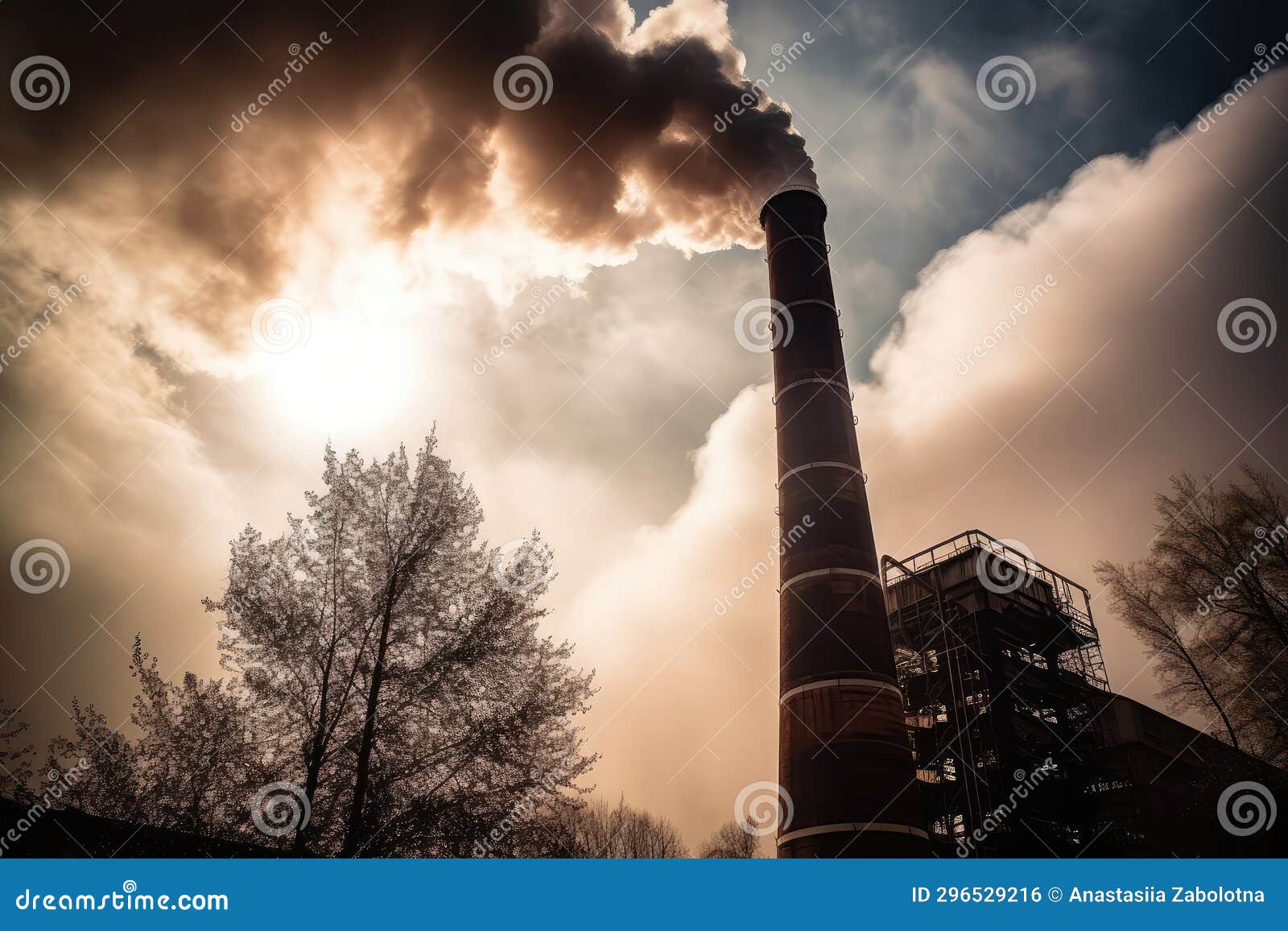 Pillars of Smoke Rise Dramatically from an Industrial Chimney Stack ...