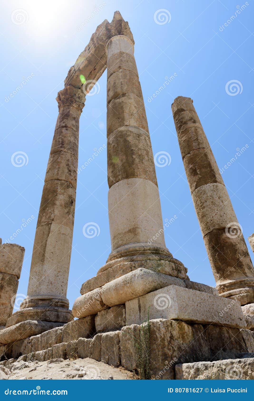 The Pillars of the Temple of Hercules in Amman Stock Image - Image of ...