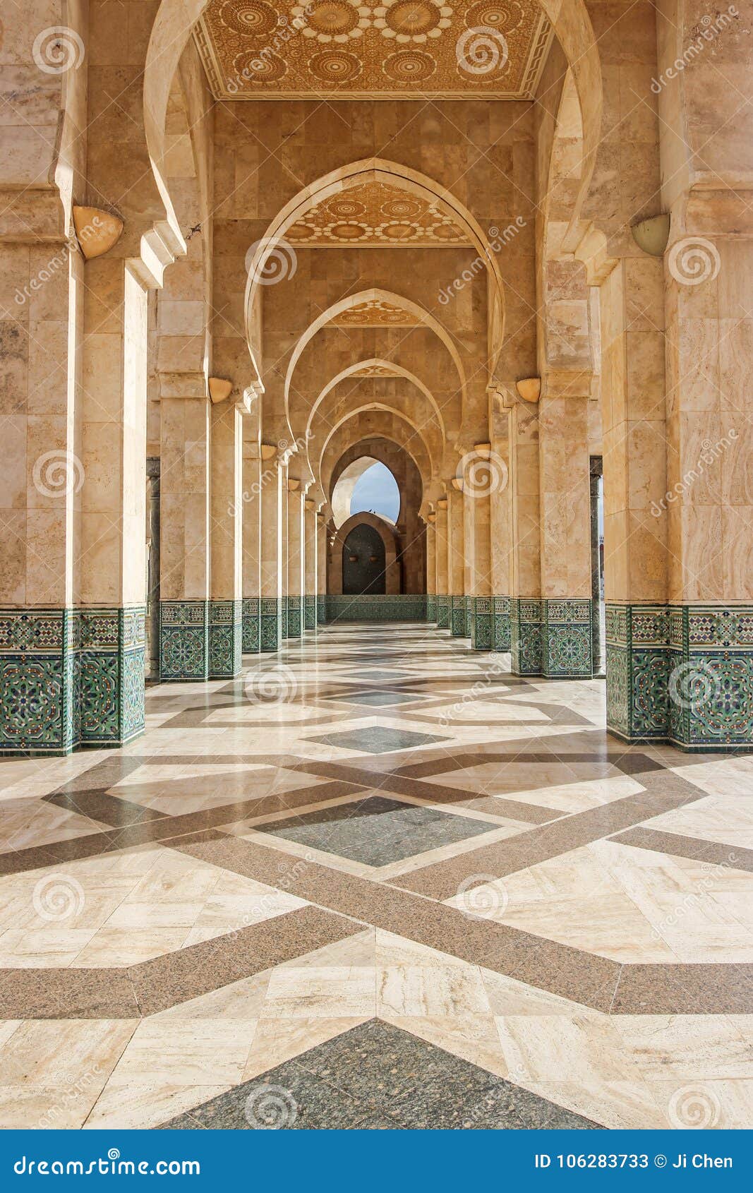 Pillars on Walkway at Hassan II Mosque Editorial Stock Photo - Image of ...