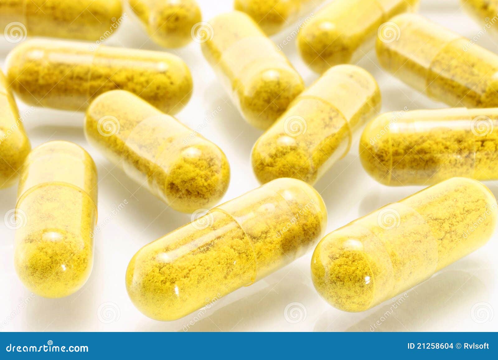 Pillole Gialle Con Polvere All'interno Fotografia Stock - Immagine di ...