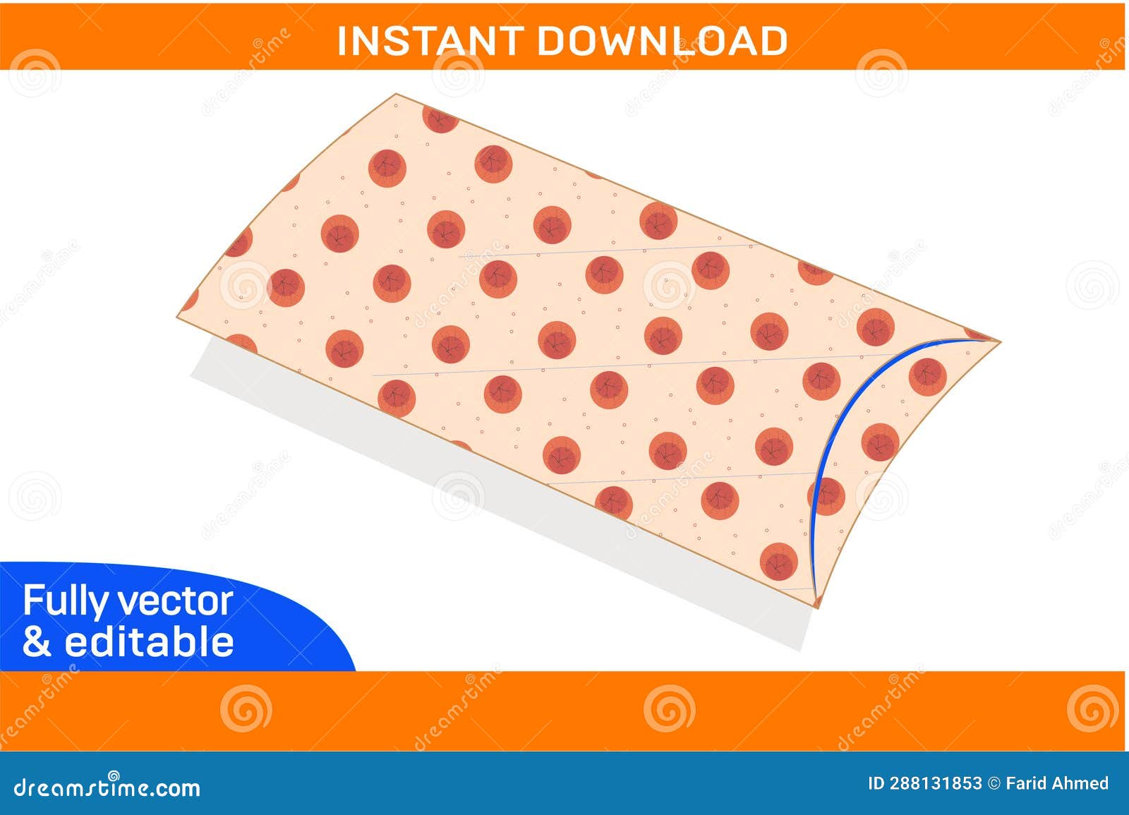 Main File Pillow Box or Candy Box, Gift Box Dieline Template and 3D Box ...