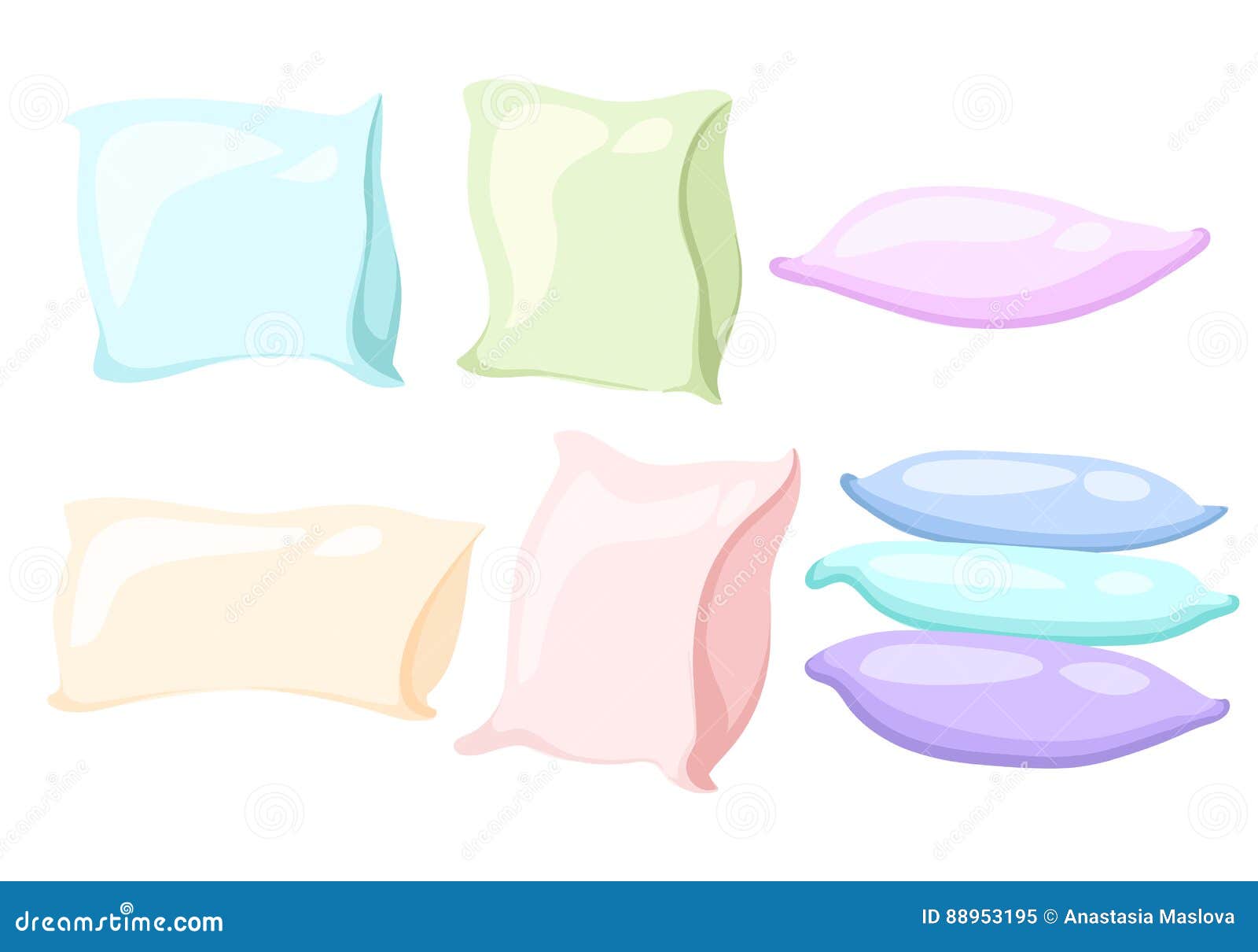 Pillow Icon Set for Interiors Flat Design Style Illustration. Stock ...