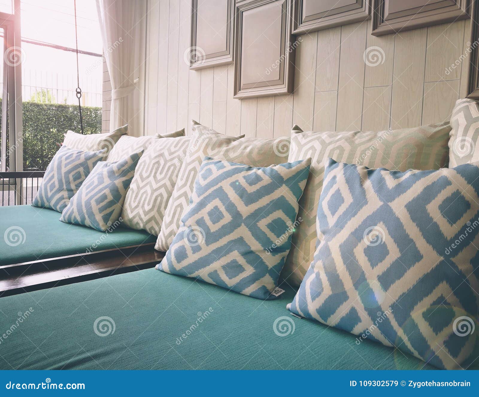 Pillow in Living Room stock image. Image of indoors - 109302579