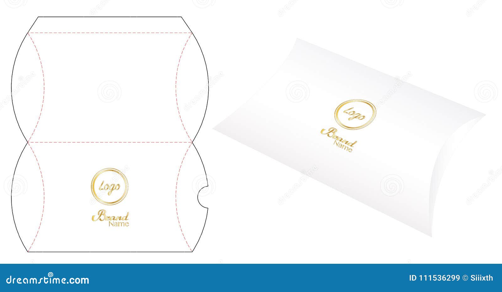 Pillow Pack Box Die-cut Template Mockup 3d Cartoon Vector ...