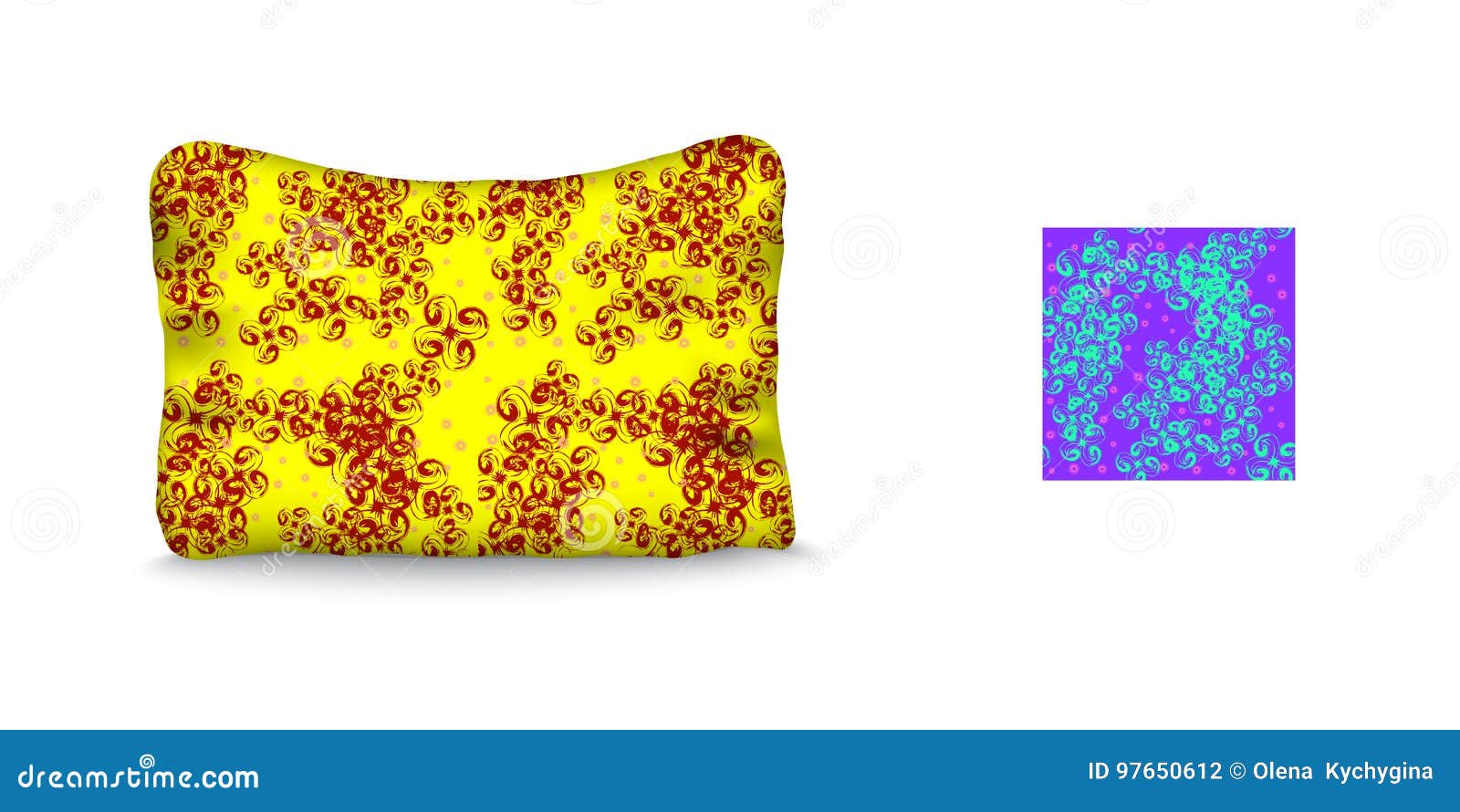 Pillow and Seamless Pattern Stock Illustration - Illustration of object ...