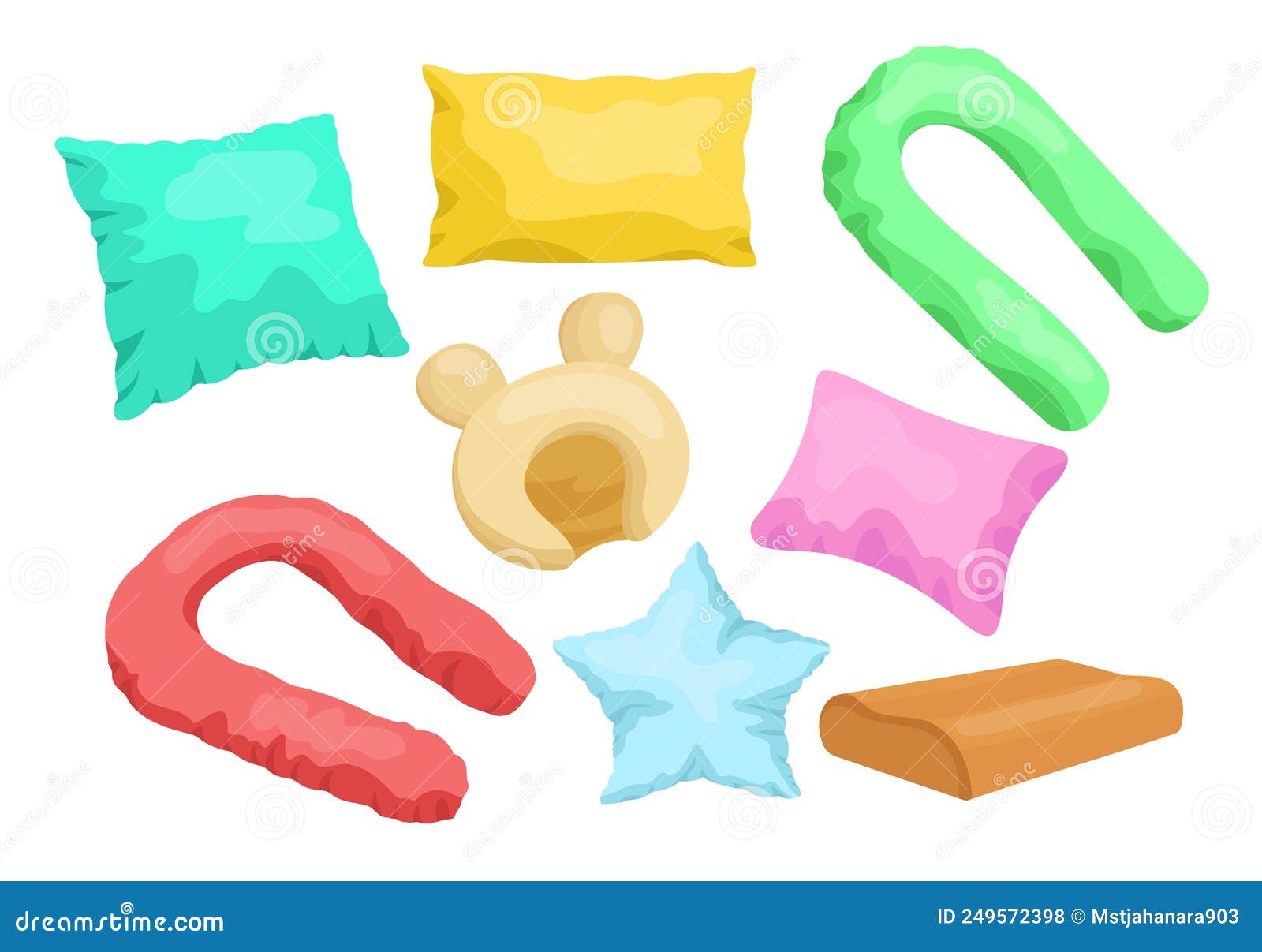 Pillows of Different Shapes Vector Illustrations Set Stock Vector ...