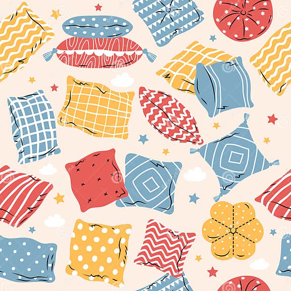 Pillows Pattern. Decorative Seamless Background for Textile Design ...