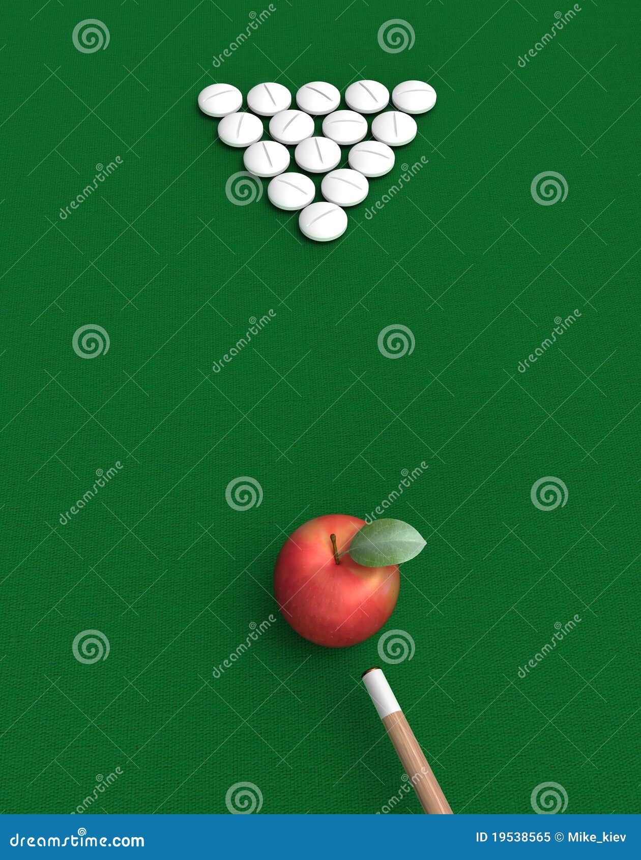 Pills and Apple on Billiard Table Stock Image - Image of point ...