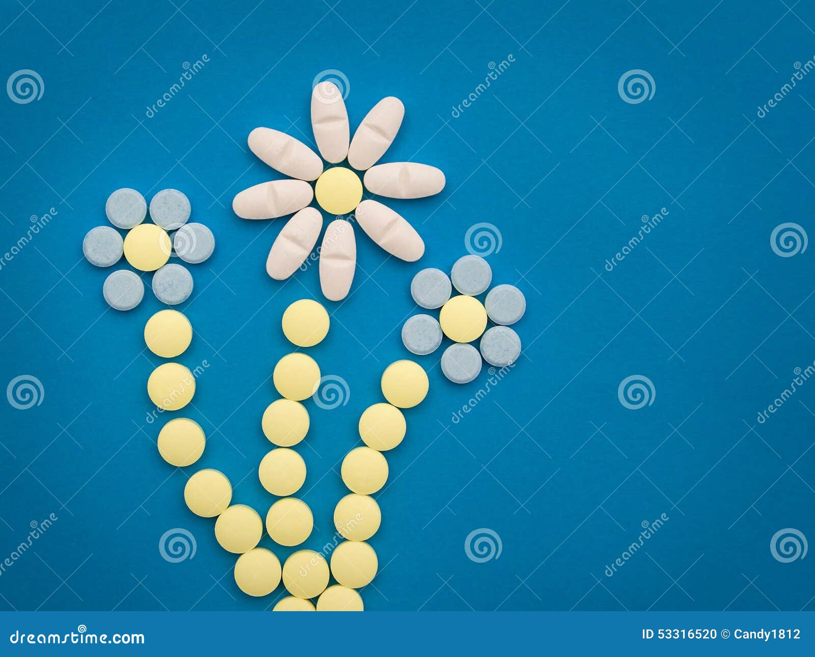 Pills on the Blue Background Stock Photo - Image of health, inspiration ...