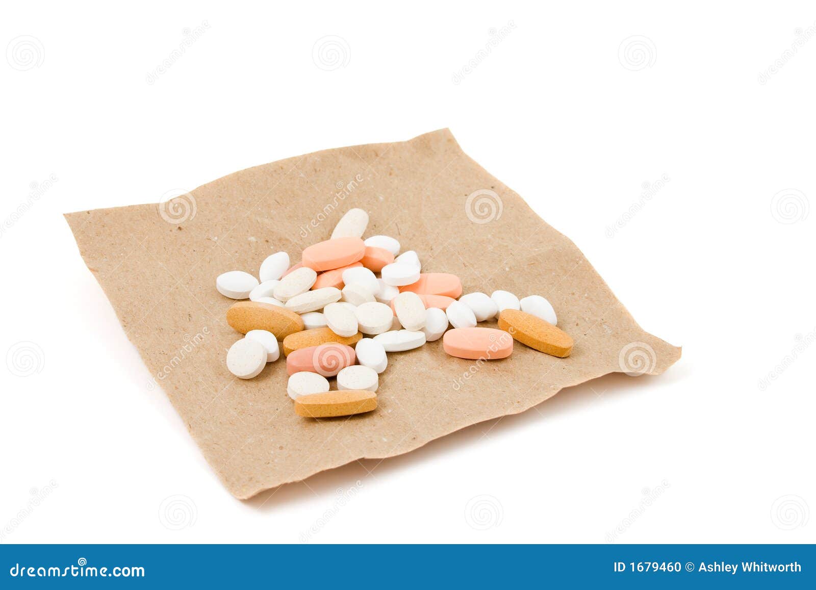 Pills on Brown Wrapping Paper Stock Photo - Image of supplement ...
