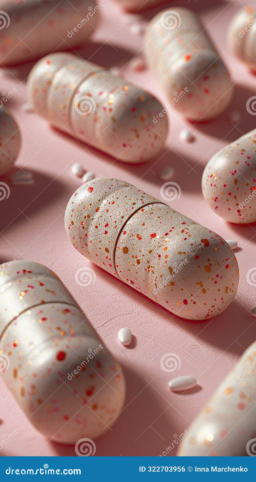 Pills and Capsules on a Pink Background Stock Illustration ...