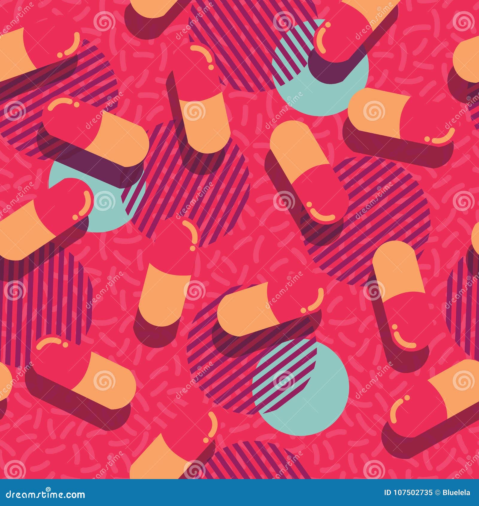 Pills and Capsules Seamless Pattern, Pop Modern Design, Bold Colors and ...