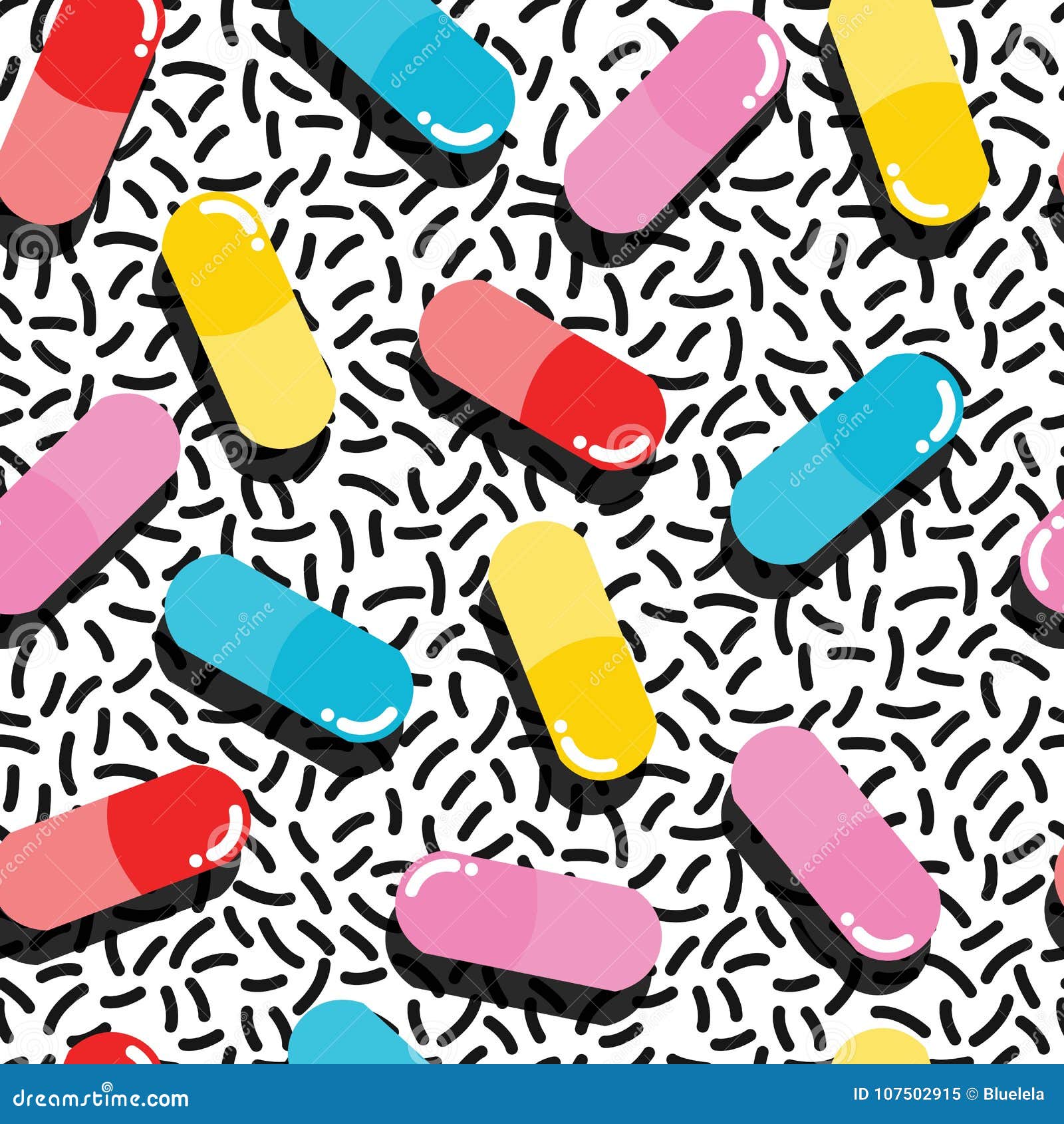 Pills and Capsules Seamless Pattern, Pop Modern Design, Bold Colors and ...
