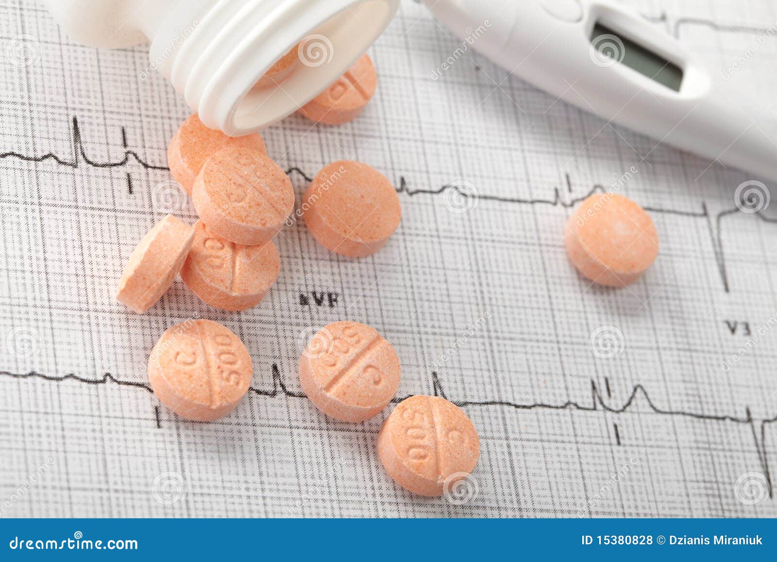 Pills on the cardiogram stock photo. Image of pharmacy - 15380828