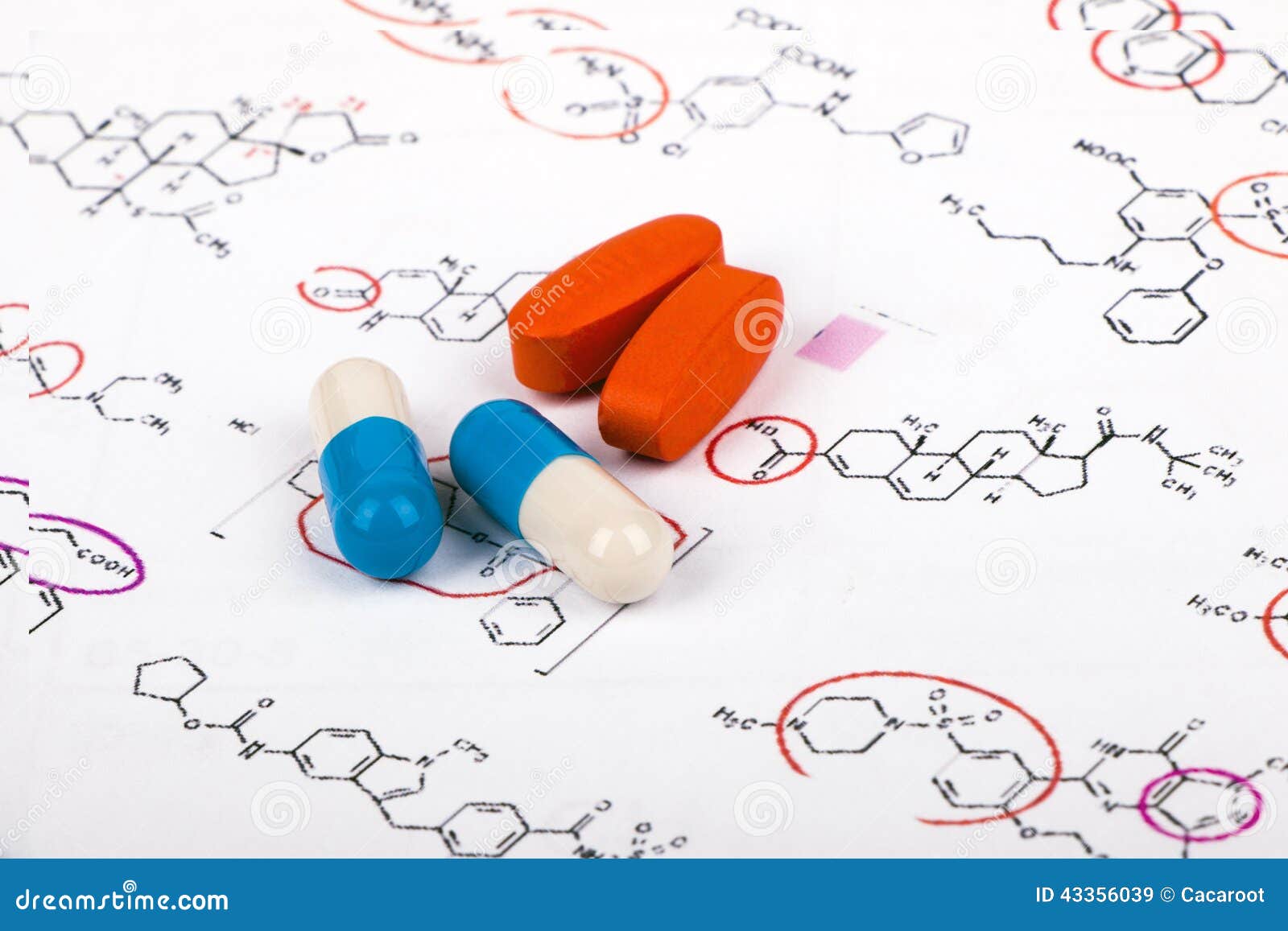 Pills on Chemical Structure Stock Image - Image of chemical, care: 43356039