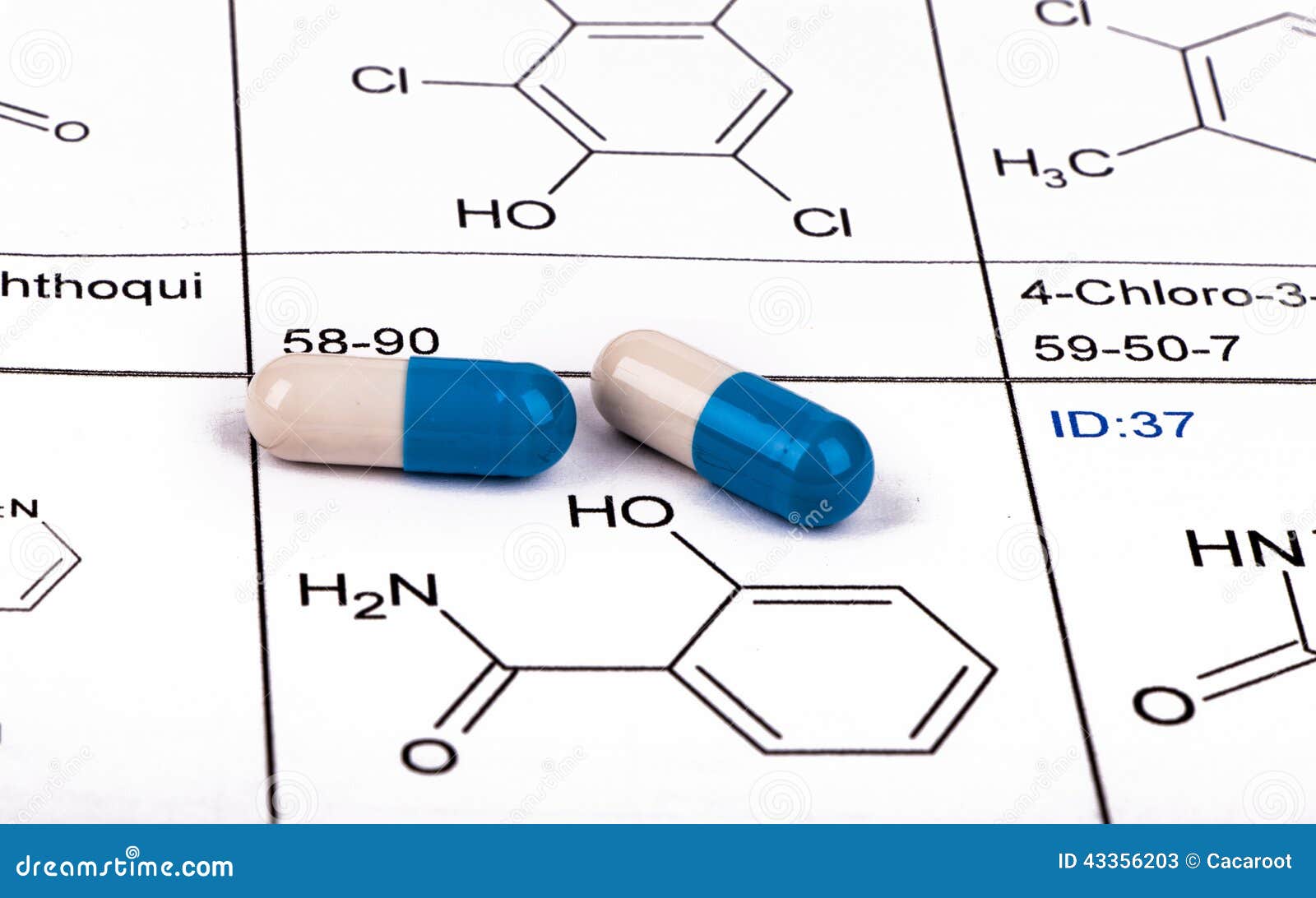 Pills on Chemical Structure Stock Image - Image of background, science ...