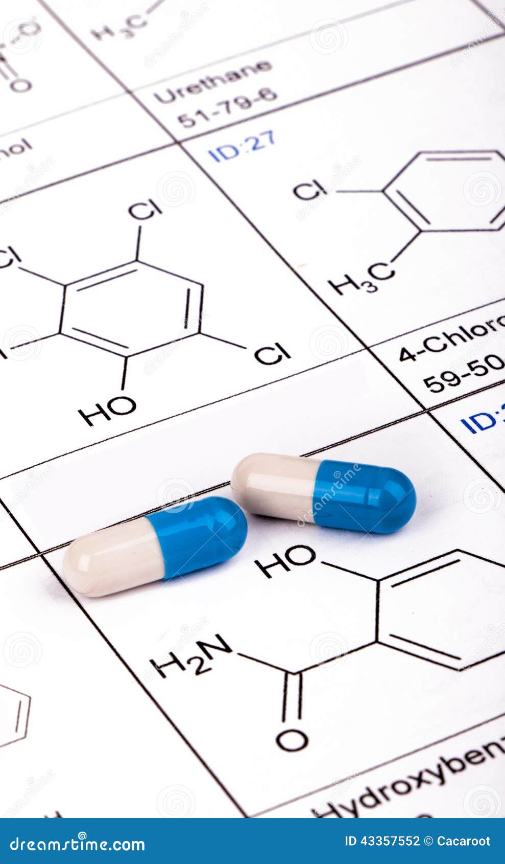 Pills On Chemical Structure Stock Photo - Image of structure, capsule ...
