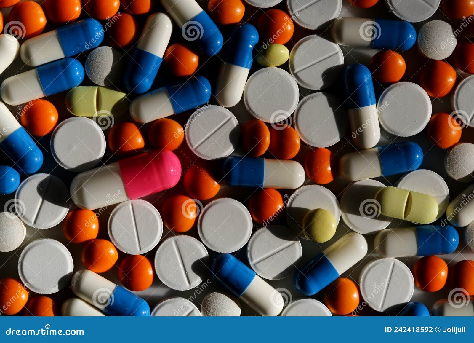 Pills close up stock photo. Image of pill, blue, white - 242418592