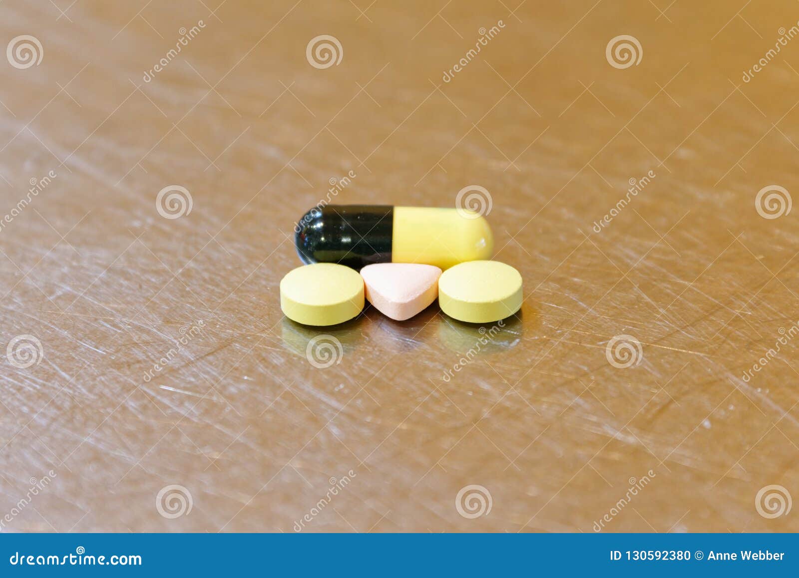 Pills on a Counter Top, Mixed, Round and Triangular Stock Photo - Image ...
