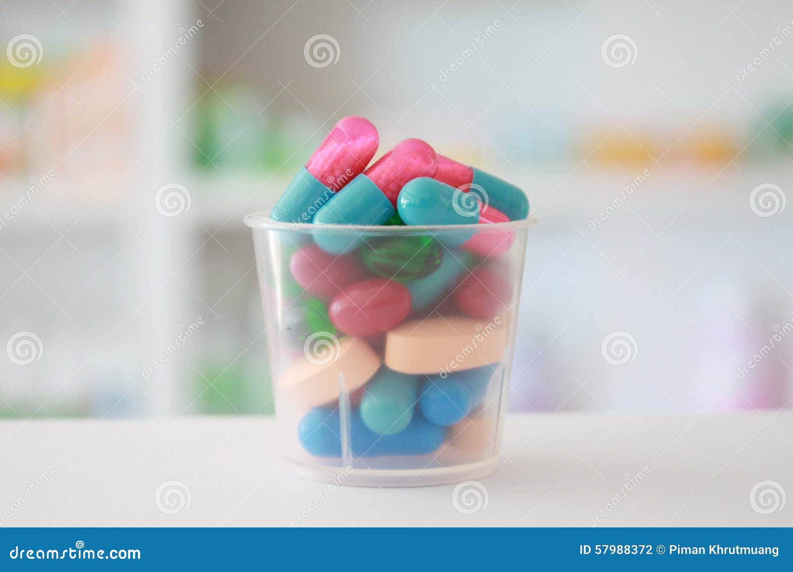 Pills in a Cup with Drugstore Stock Photo - Image of pills, shop: 57988372