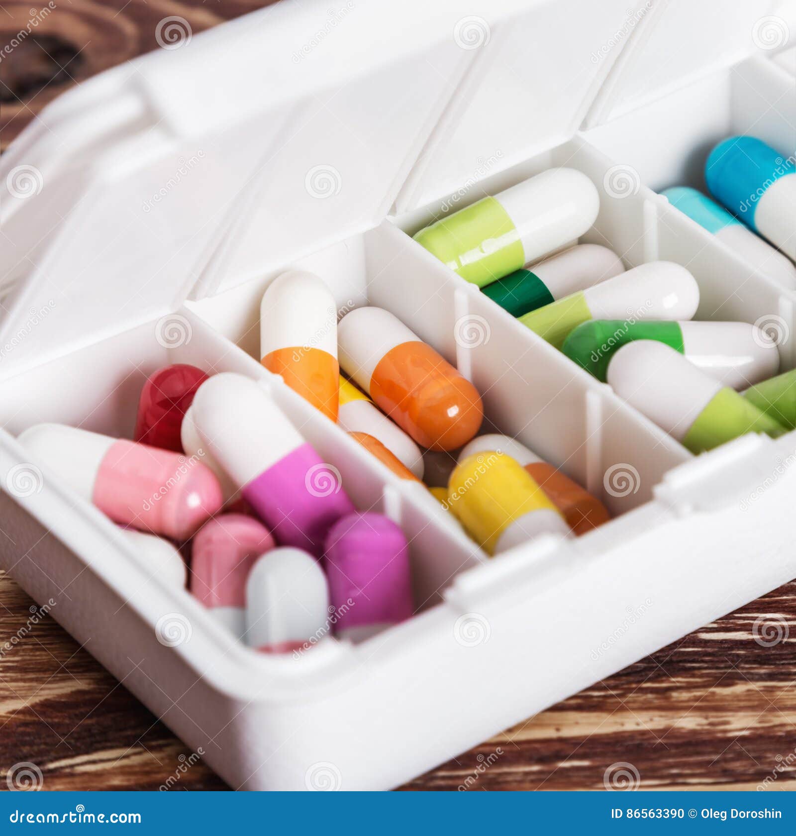 Pills of Different Colors in a Box Stock Photo - Image of group ...
