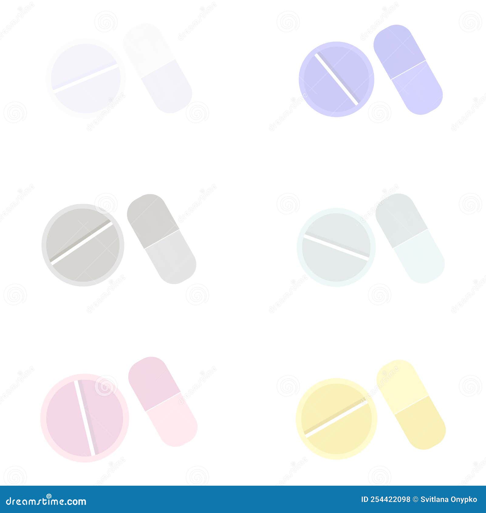 Pills of Different Shapes in Different Colors Stock Vector ...