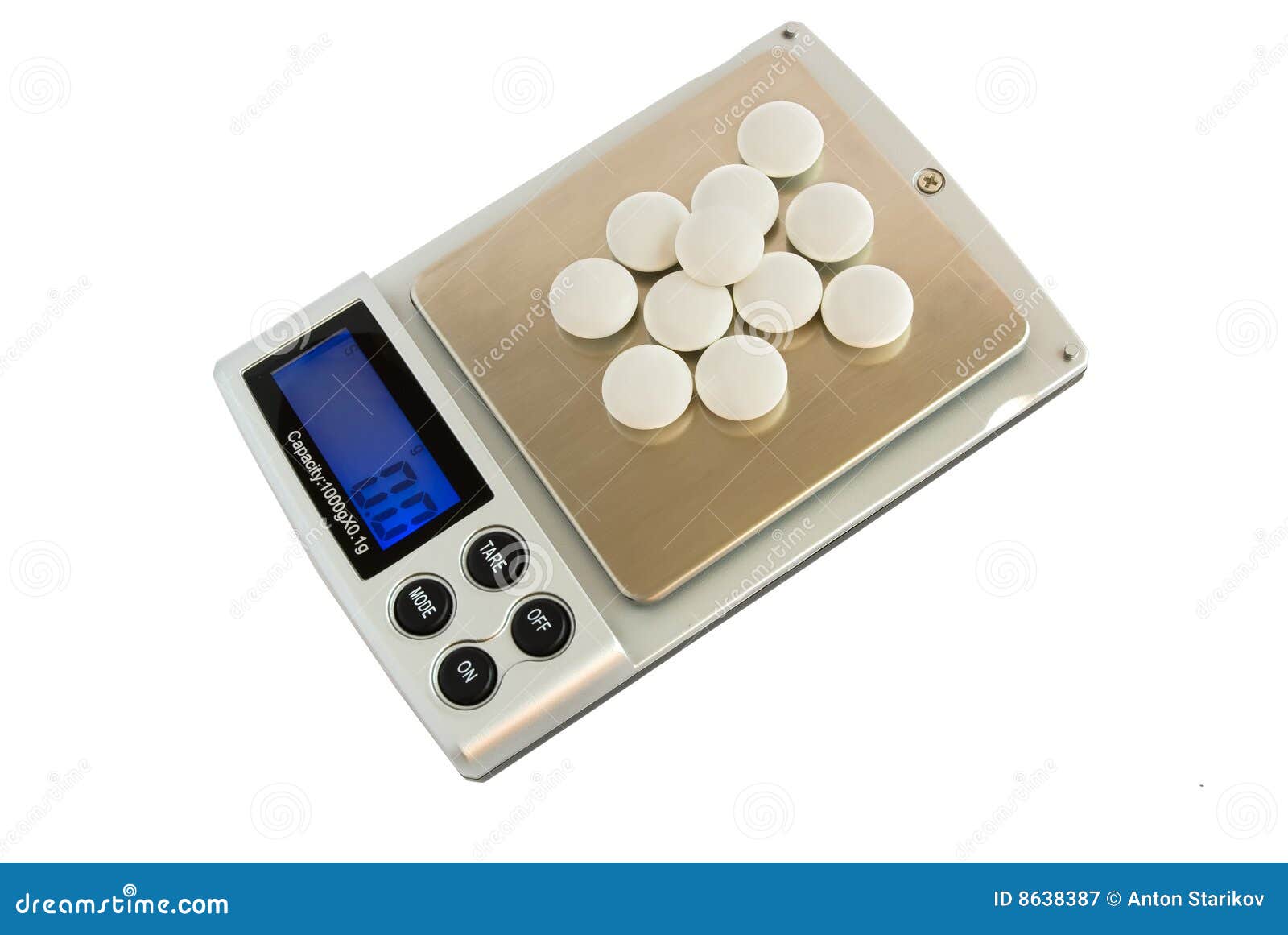 Pills on digital scales stock image. Image of illness - 8638387